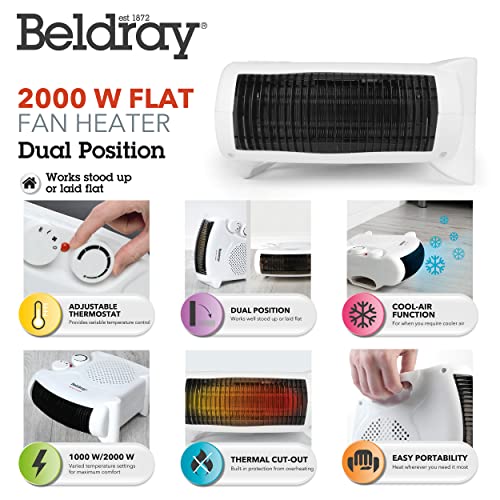Beldray EH0569SSTK Electric Flatbed Fan Heater – Upright With 2 Heat ...