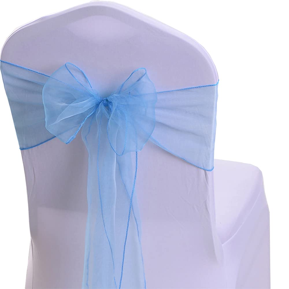 WENSINL 50pcs Sheer Organza Chair Sashes Light Blue for Wedding Decor ...