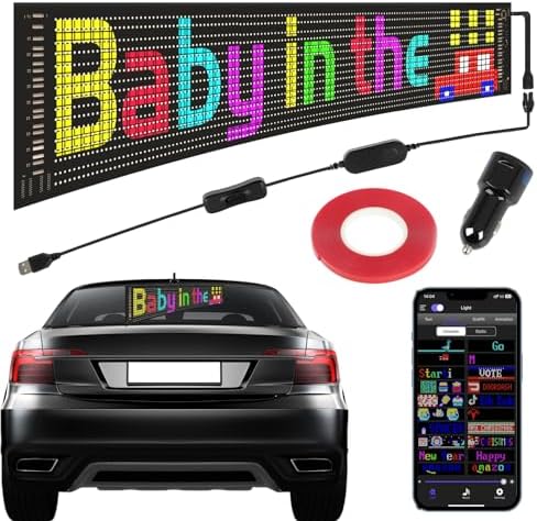 Amazon.com : Programmable LED Scrolling Sign for Car,Flexible USB 5V ...