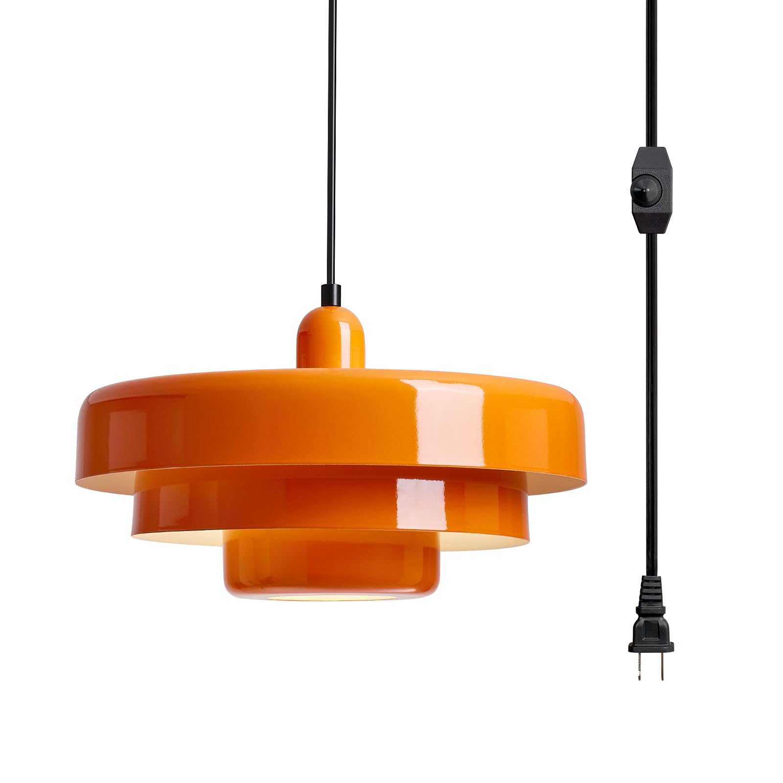 HONIEGG Plug in Pendant Light,Orange Hanging Lights with Plug in Cord ...