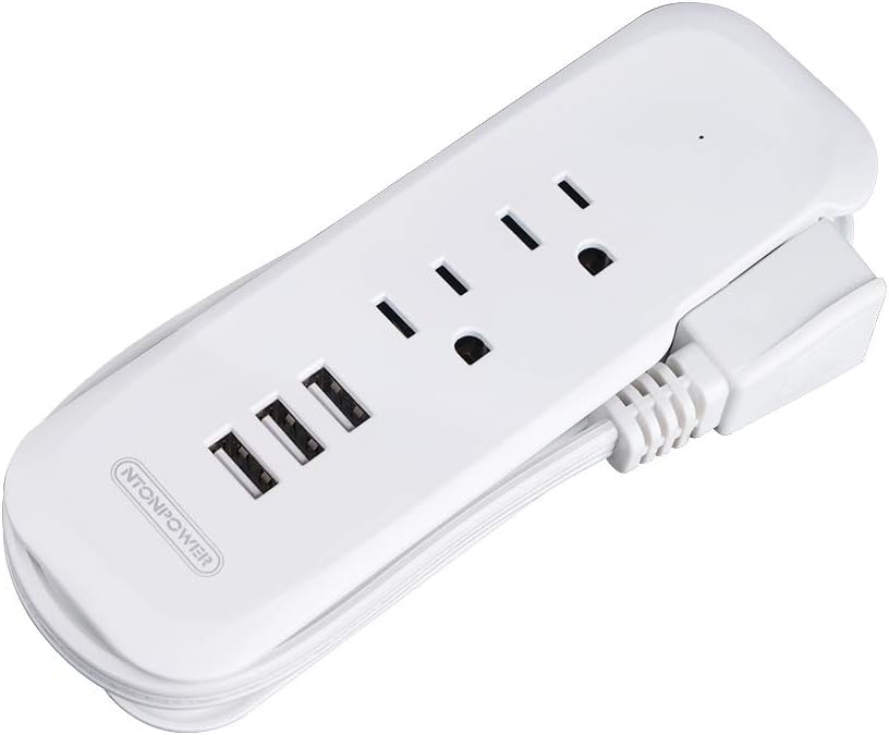 Barre d'alimentation à prise plate avec USB C, rallonge ultra fine de 1 ...