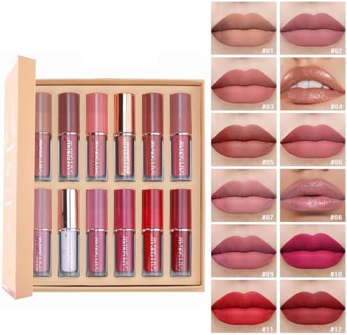 Amazon.com : 12 Colors Matte Liquid Lipstick Set, Shiny Smooth Soft ...