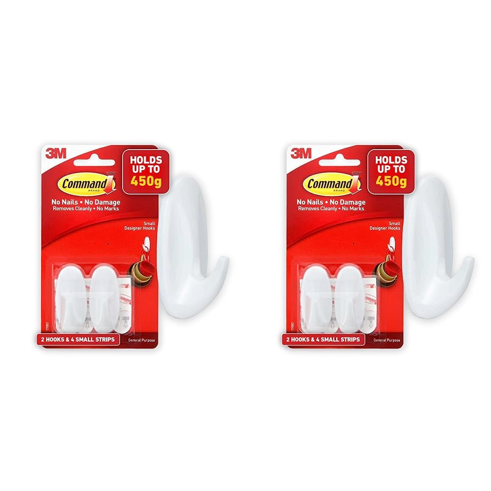 Command 3M Small Hooks with Strips (17082)-White (Pack of 2) : Amazon ...