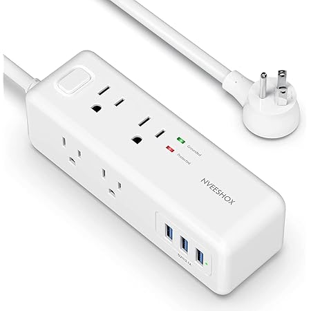 NVEESHOX Regleta de Alimentación, regleta multicontacto, Protector contra Sobretensiones con 8 ...