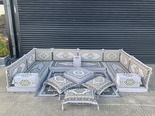 Amazon.com: U Shaped Grey Color Arabic Majlis Sofa For Living Room ...