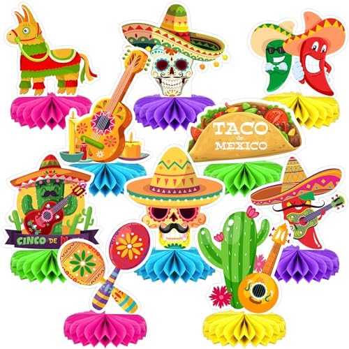 Amazon.com: 10Pcs Cinco De Mayo Decorations Mexican Fiesta Honeycomb ...