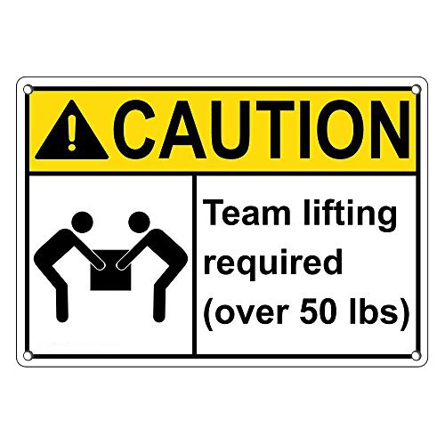Weatherproof Plastic ANSI Caution Team Lifting Required (Over 50 Lbs ...