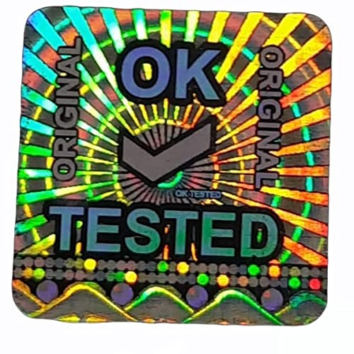 Hologram Stickers- OK Tested Dot, Gold, 14mm Square with Round Corner ...