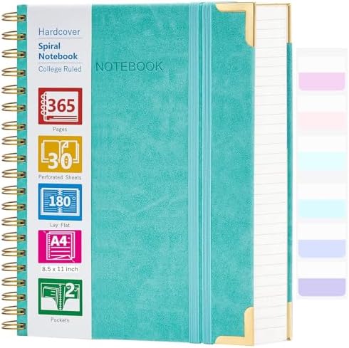 Amazon.com : Spiral Notebook, 365 Page Hardcover College Ruled Notebook ...