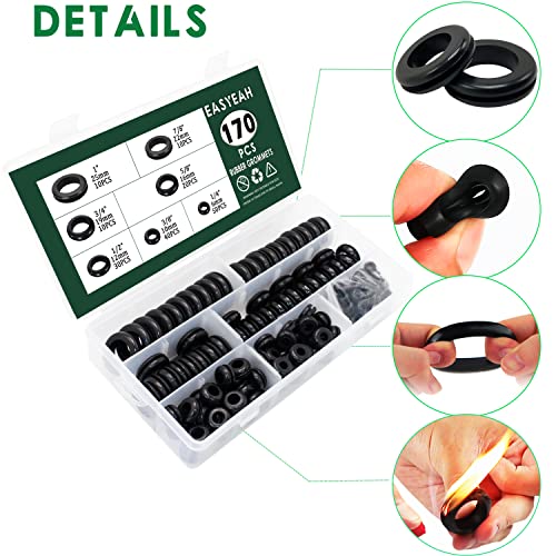 Snapklik.com : EASYEAH 170 PCS Rubber Grommet Assortment Kit For Wiring ...