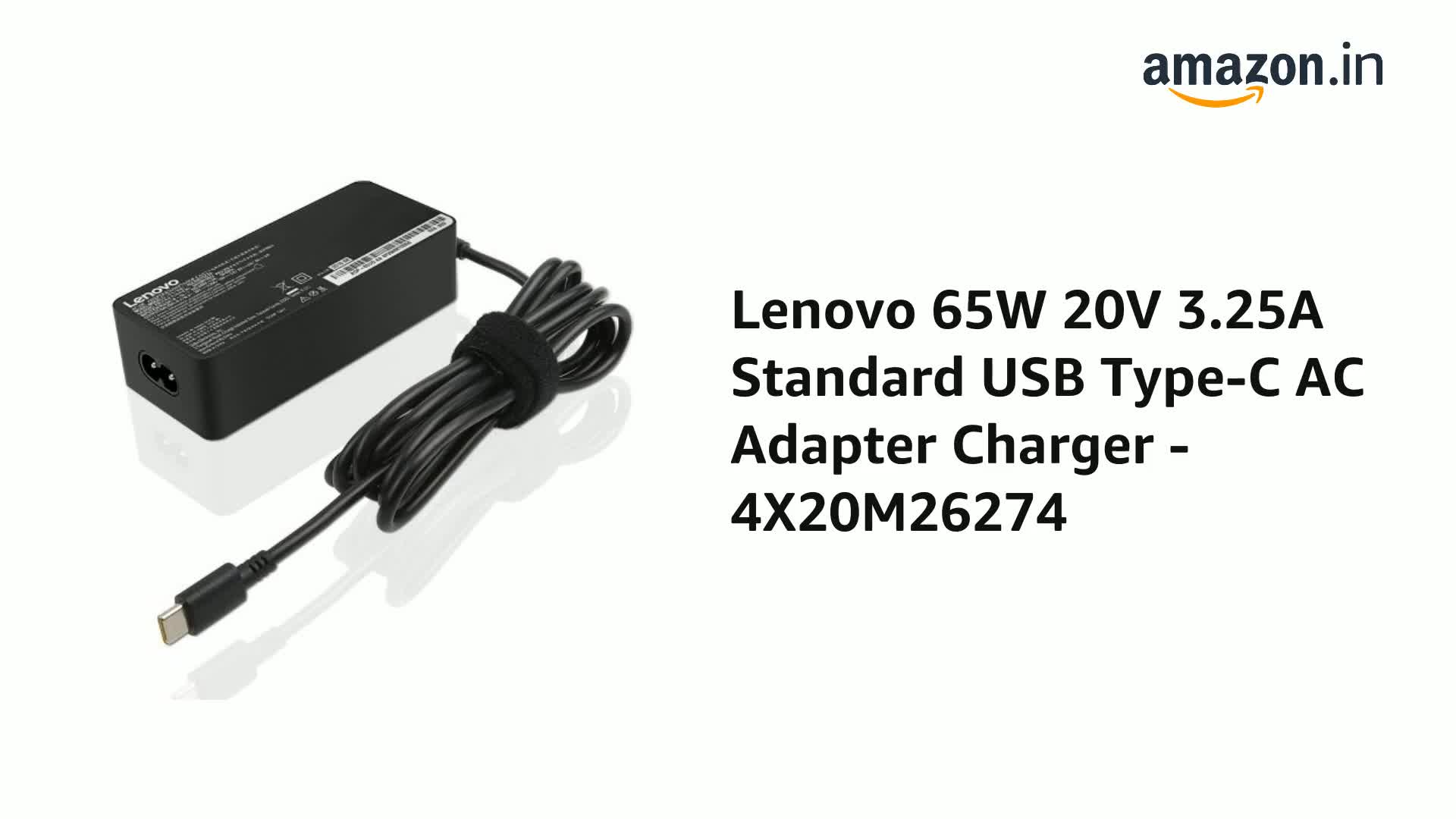 Lenovo 65W 20V 3.25A Standard USB Type-C AC Adapter Charger - 4X20M26274