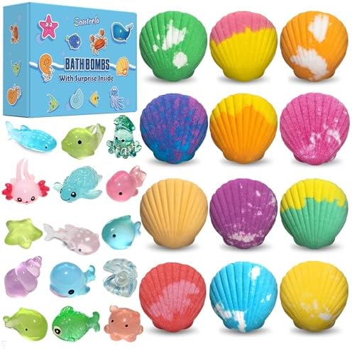 Amazon.com : Kids Bath Bombs with Surprise Toys Inside, 12 Pack Shell ...