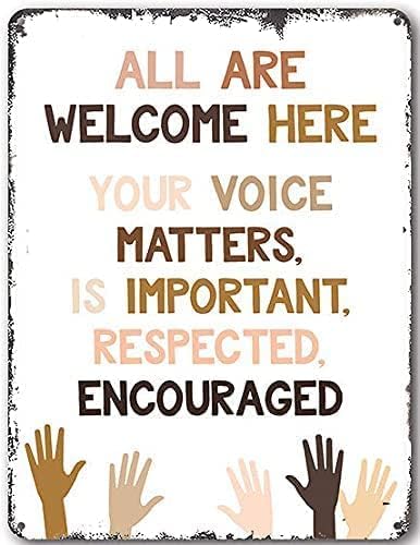 Amazon.com: Fun Metal Tin Sign All are Welcome Here Stronger Together ...