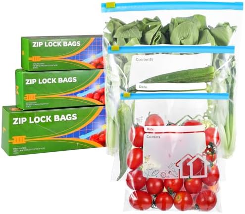70 Pcs Food Storage Freezer Bags, 3 Sizes Zip Lock Bags (4.55L, 2.27L ...
