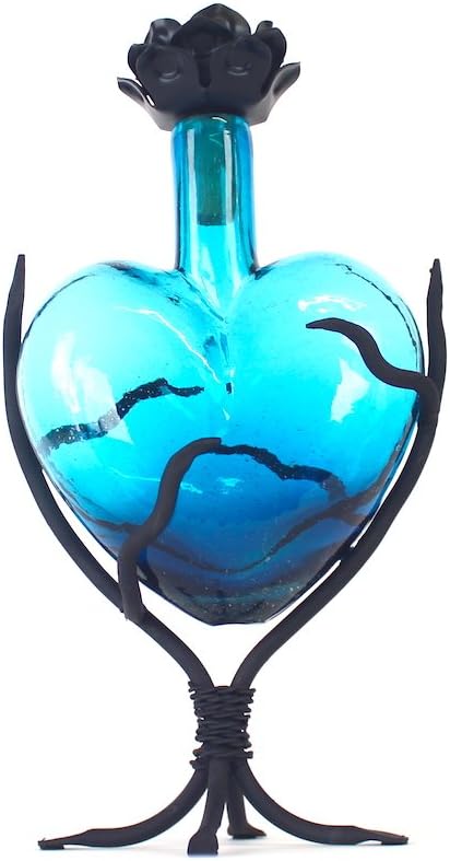 Amazon.com | Hand Blown Glass Heart Decanter (Medium, Aqua): Wine Decanters