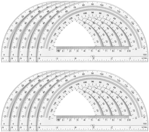 Clear Protractor Set, 6 Inch Plastic 180 Degree Protractors with Dual ...