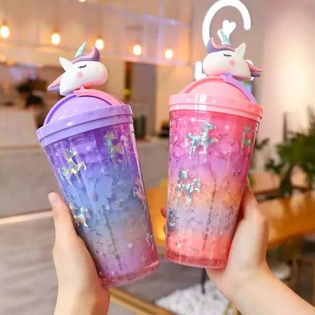 Cute Summer Unicorn ice Cup Girly Cool Water Cup Sipper for Kids ...
