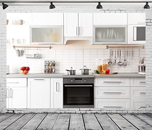 Amazon.com : BELECO 15x10ft Fabric Kitchen Backdrop Photography Modern ...