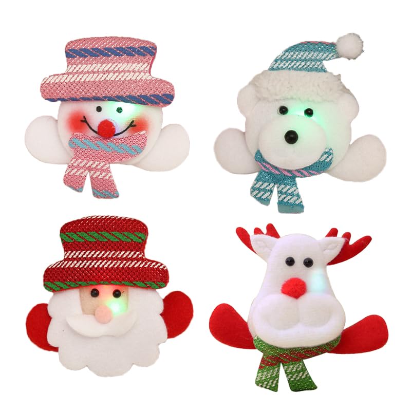 Amazon.com: 4 PCS Cute Luminous Christmas Brooches Pin LED Glowing ...