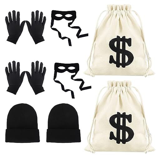 RDWESZOD Robber Costume Set – Bandit Mask, Cap, Bag & Gloves – Burglar ...