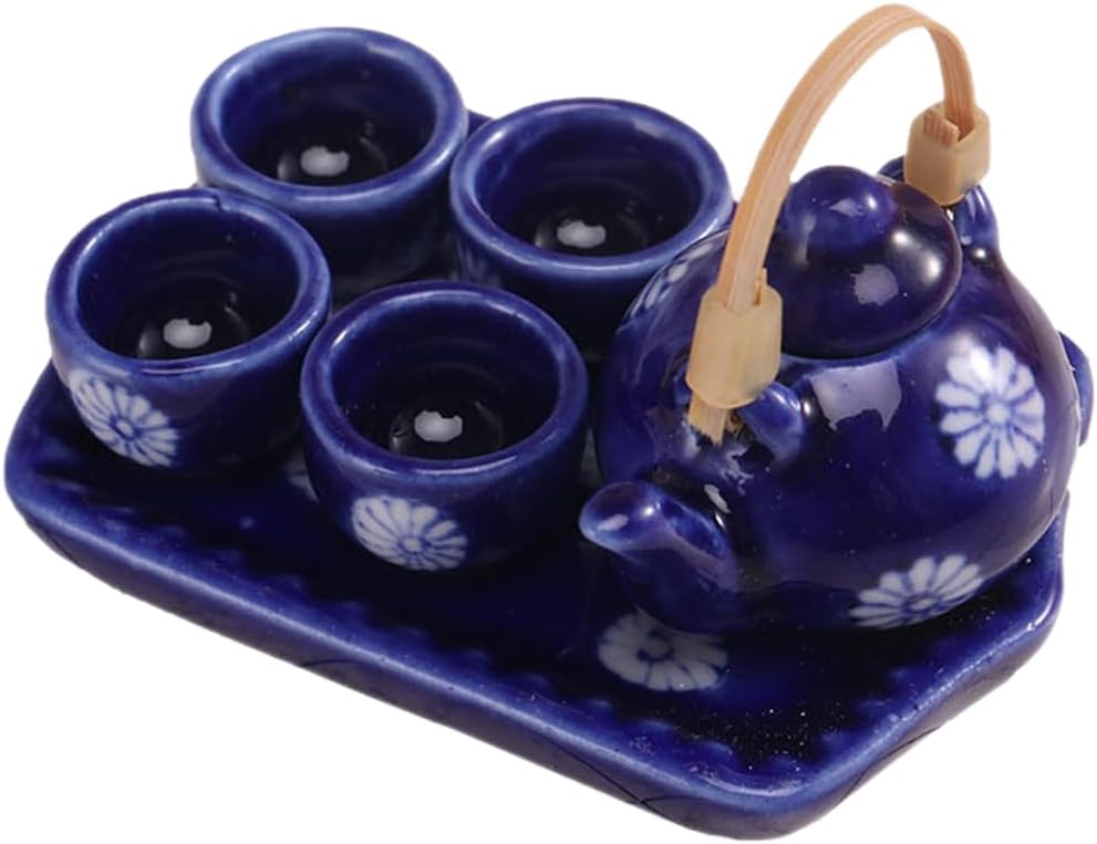 Amazon.com: LUOZZY Miniature Dollhouse Tea Set Mini Teapot Cups Set ...