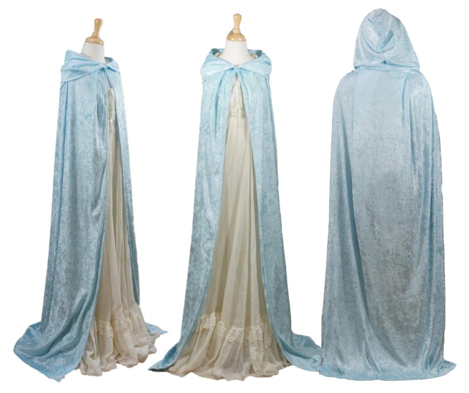 Amazon.com: Light Blue Crushed Velvet Full Length Hooded Cape - Baby ...