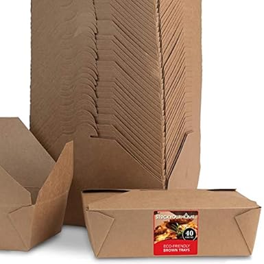 Amazon.com: Microwaveable Kraft Brown Take Out Boxes 71 oz (40 Pack ...