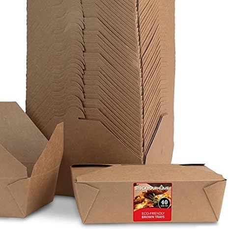 Amazon.com: Microwaveable Kraft Brown Take Out Boxes 71 oz (40 Pack ...