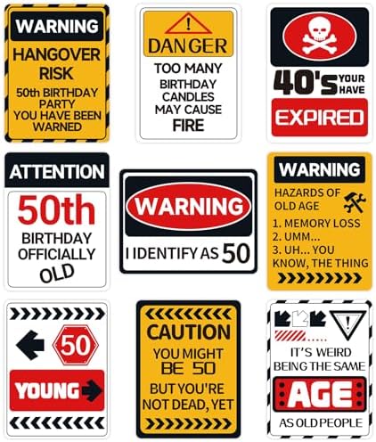 Amazon.com: WERNNSAI 50th Birthday Party Decorations - 9PCS Wall Signs ...