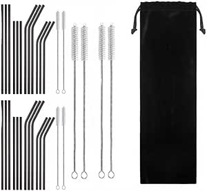 Amazon.co.jp: 24 Pack Reusable Stainless Steel Metal Straw Case ...