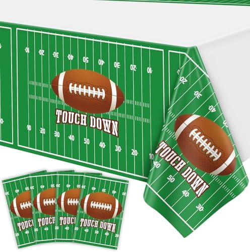 Amazon.com: 4 Pack Football Themed Tablecloths Disposable Plastic ...