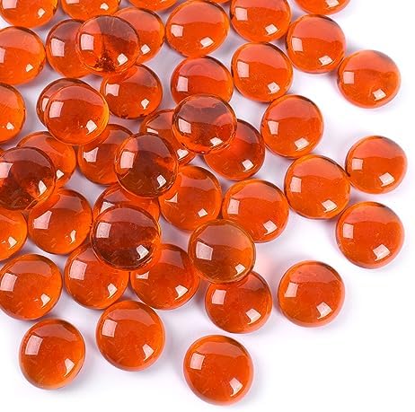 Amazon.com: HUIANER Flat Glass Marbles 1lb, 100PCS Orange Flat Gems ...