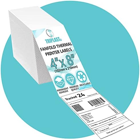 Triplast 750 x White Fanfold Thermal Printer Labels (4x8 inch ...