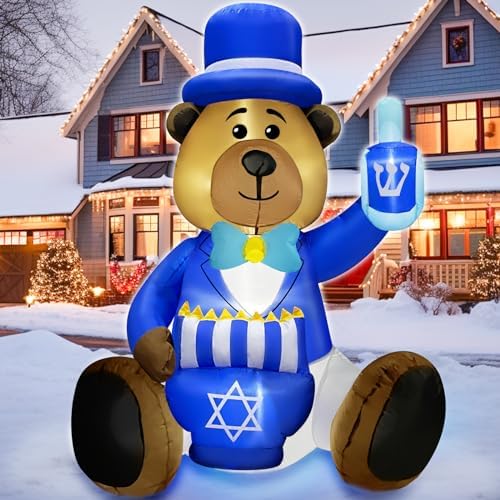 Amazon.com: TURNMEON 6 Ft Height Hanukkah Inflatables Decorations Bear ...