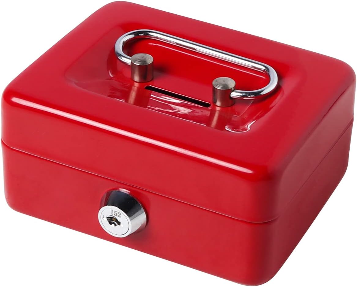 Amazon.com : Small Cash Box with Lock and Slot, Decaller Locking Money ...