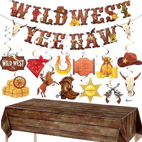 Amazon.com: Shihanee 72 Pcs Western Cowboy Centerpieces Decorations ...