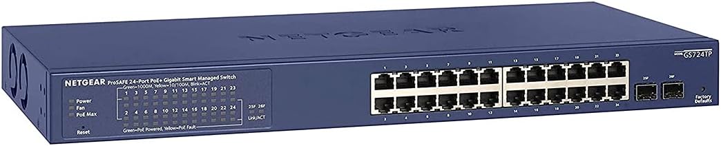 NETGEAR (GS724TP V3) Smart switch Ethernet PoE Web Manageable 26 ports ...