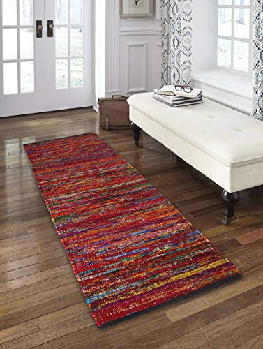 Cotton Multi Chindi Bed Runner Rugs 24x72 inch Multi Color,Cotton Area ...