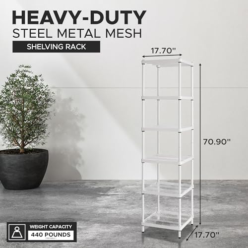 Design Ideas MeshWorks 6 Tier Narrow Metal Storage Shelving Tower for ...