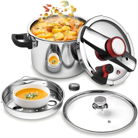 Amazon.com: 3-In-1 304 Stainless Steel Pressure Cooker 6 QT: [Explosion ...