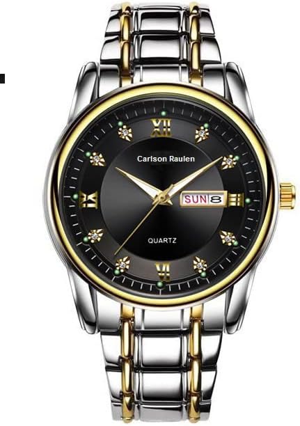 RUSTET Analogue Waterproof Men's Day and Date Watch (Gold Round Dial ...
