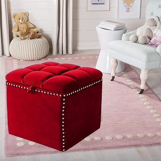 CREATIVE SKILLS Small Ottoman Storage Box Linen Foot Stool Footstool ...