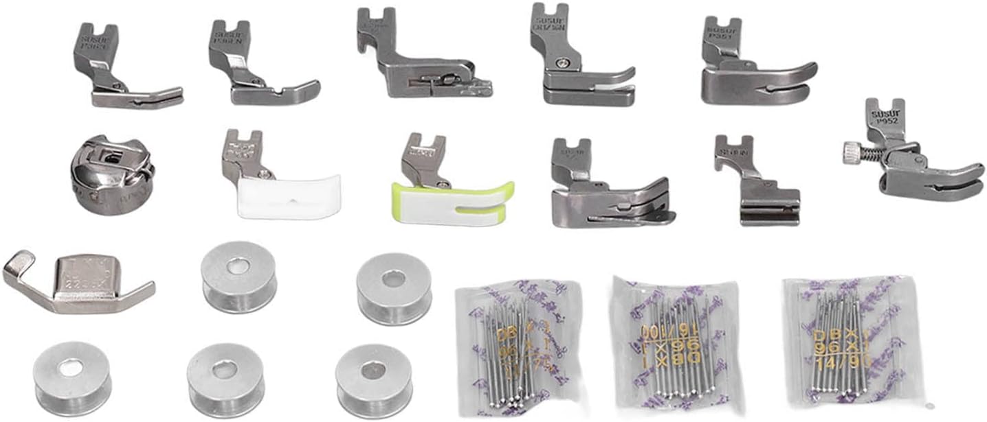 Amazon.com: Sewing Machine Presser Foot Set,Stainless Steel Flat Sewing ...