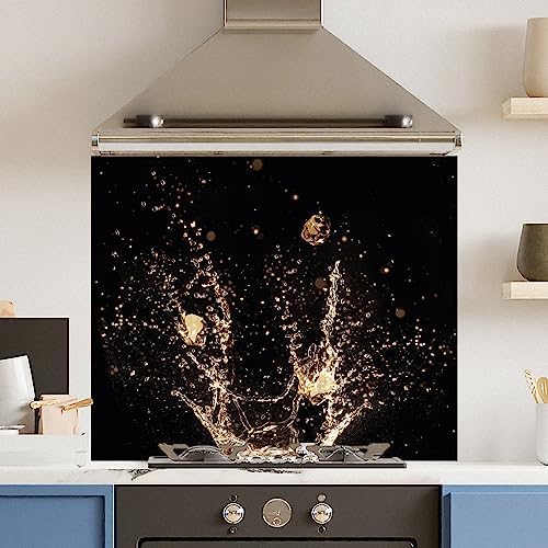 Premium 90 cm x 75cm Champagne Splash Glass 6mm Kitchen Splashback Heat ...