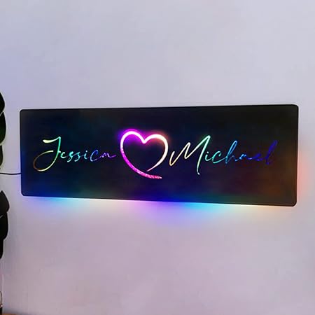 Personalized Colorful Couple Name Heart Led Name Night Light Custom 2 ...