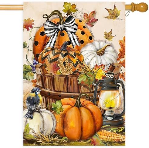 Amazon.com : LHSION Welcome Fall House Flag 28 x 40 Inch Autumn Leaves ...