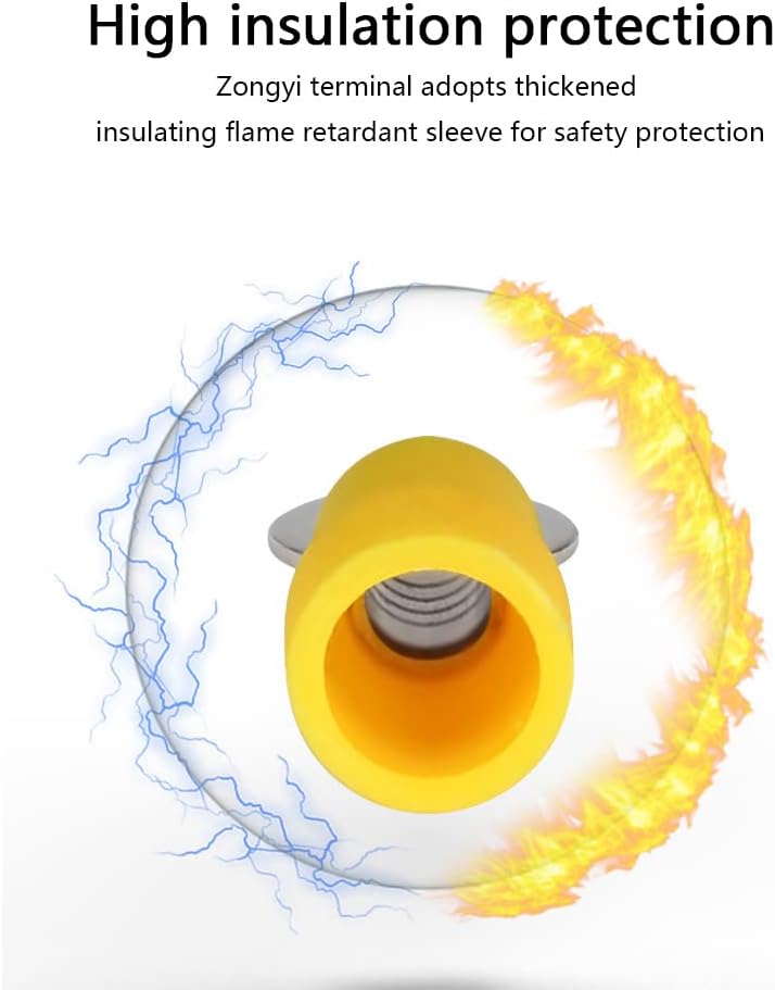 30 Pcs Set of RV5.5-M10 Eyelet Cable Lugs, Yellow Insulated Cable Ring ...