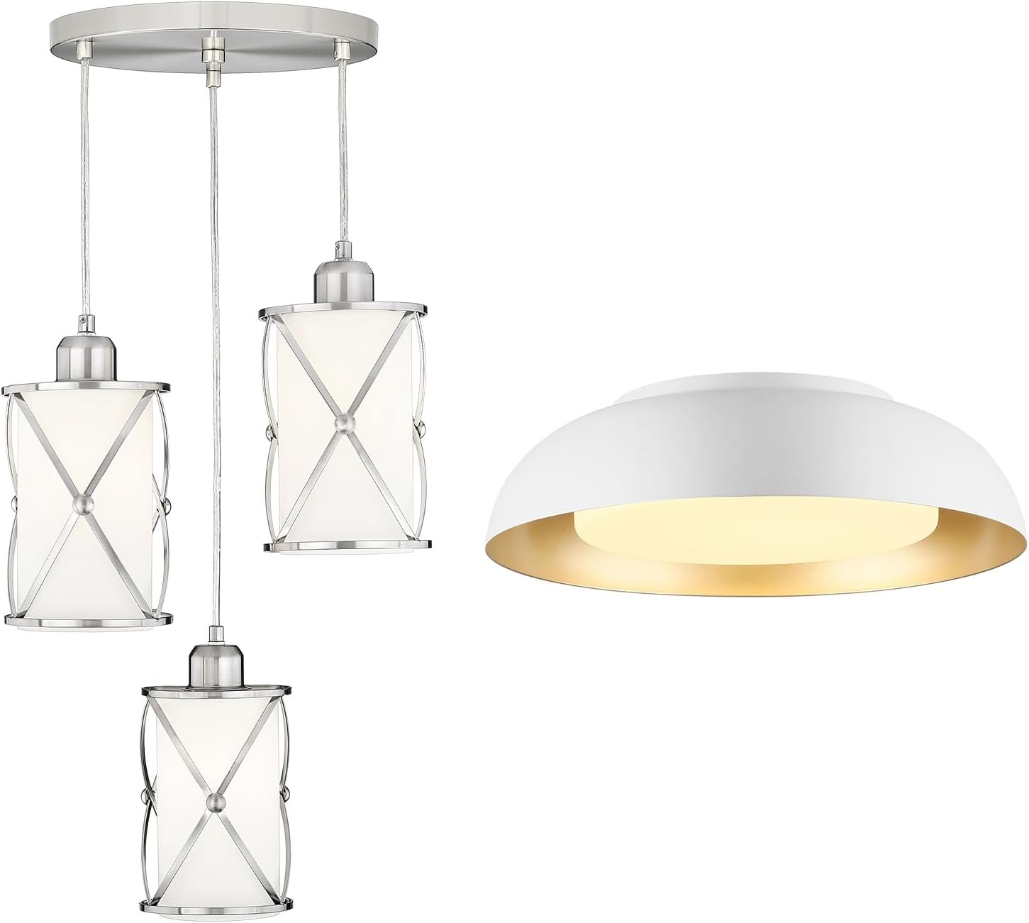 Osimir 3-Light Pendant Lighting with Milk Glass and White Modern ...
