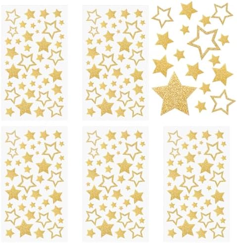 Amazon.com: 5 Sheets Glitter Star Stickers, Gold Stars Stickers, Self ...