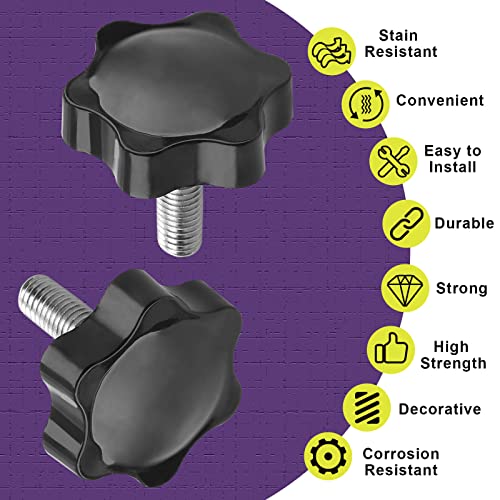 Snapklik.com : 6 Pieces M5 X 30mm Thread Star Knobs, Plastic Hex Shaped Clamping Knob Handle ...